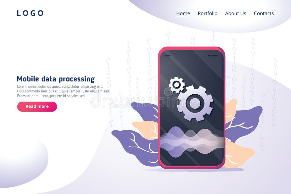 Mobile Data Processing Technology in Isometric Vector Illustration ...