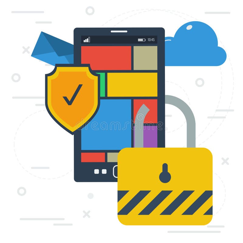 Mobile Data Protection and Encryption Stock Vector - Illustration of ...