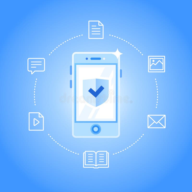 Mobile Data Protection with Shield Stock Vector - Illustration of ...