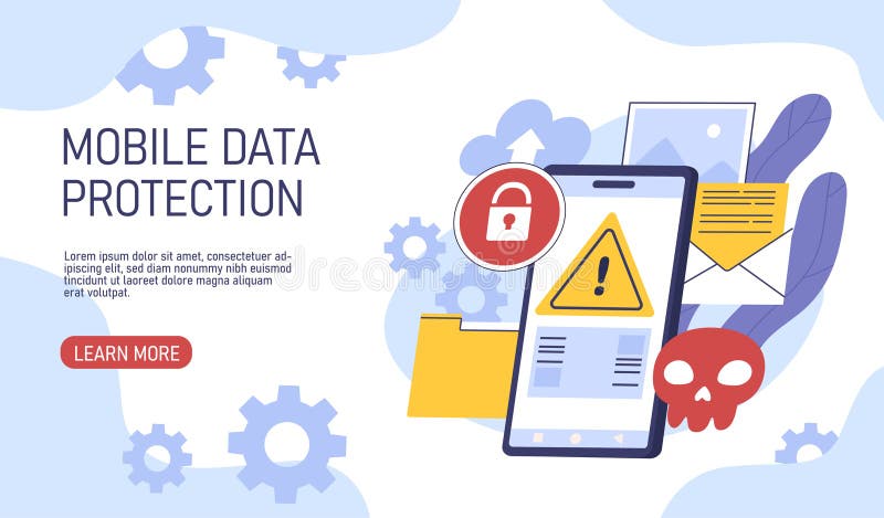Mobile Data Protection Vector Poster Stock Vector - Illustration of ...