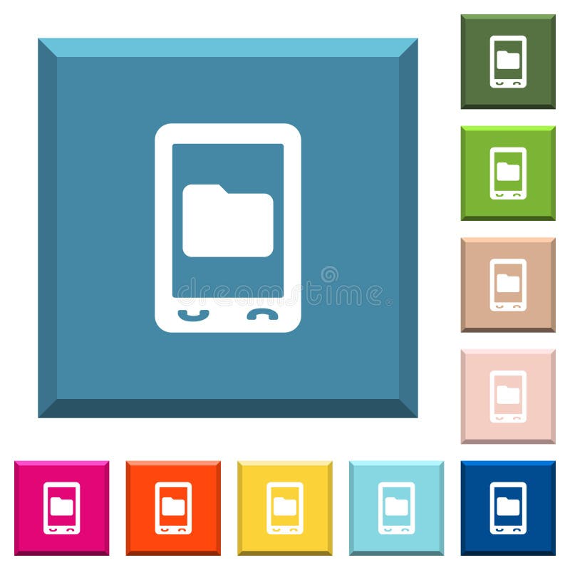 Mobile Data Storage White Icons on Edged Square Buttons Stock Vector ...