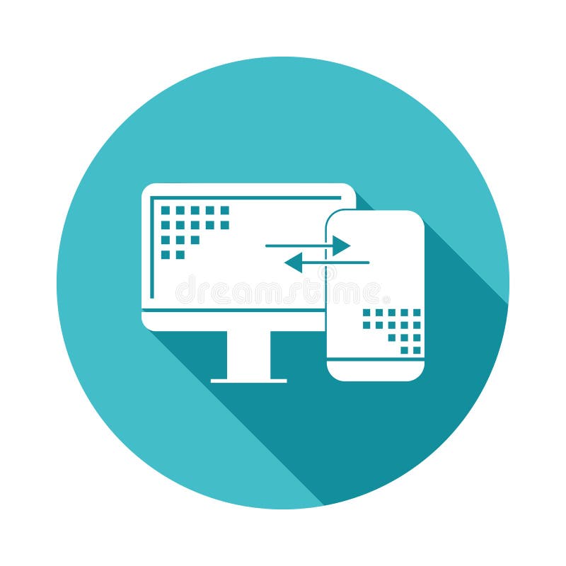 Mobile Data Synchronization Icon in Flat Long Shadow Style Stock ...