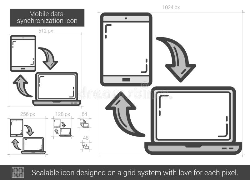 Mobile Data Synchronization Line Icon. Stock Vector - Illustration of ...