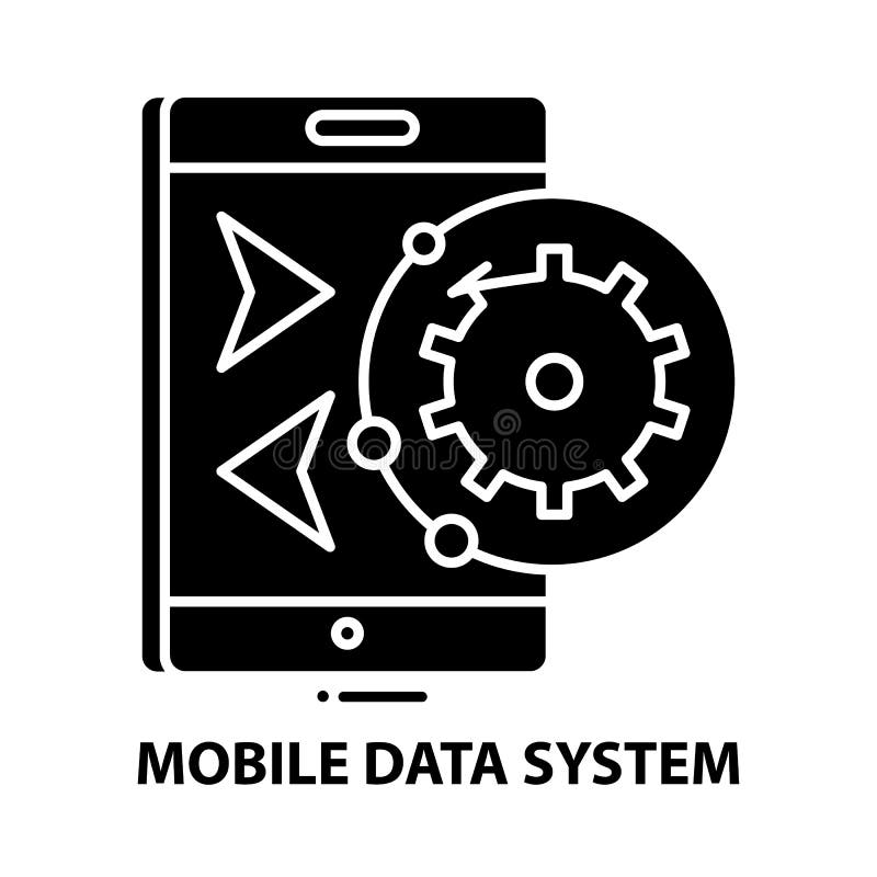 Mobile Data System Icon, Black Vector Sign with Editable Strokes ...
