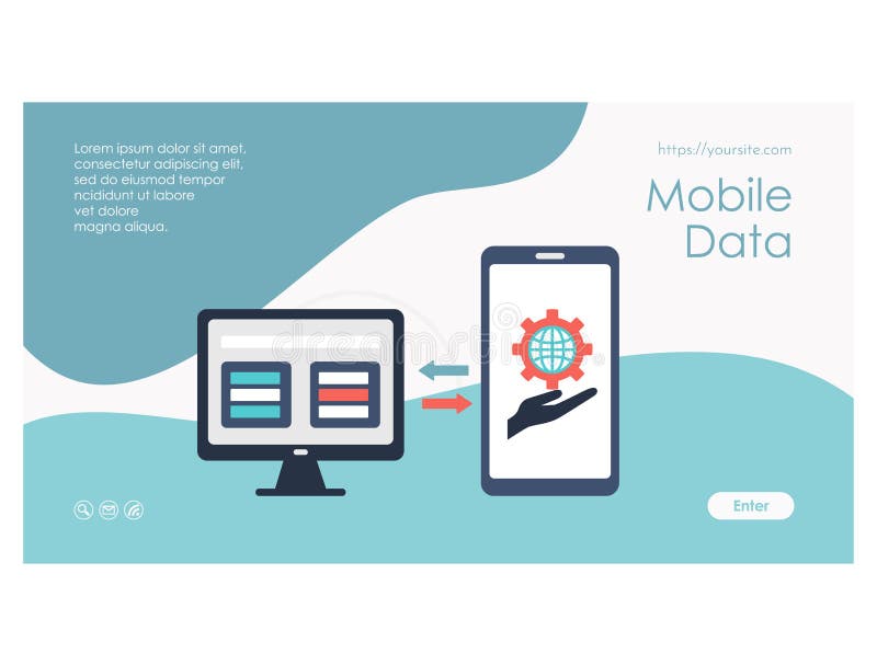 Mobile Data Web Banner Flat Design Template Stock Vector - Illustration ...