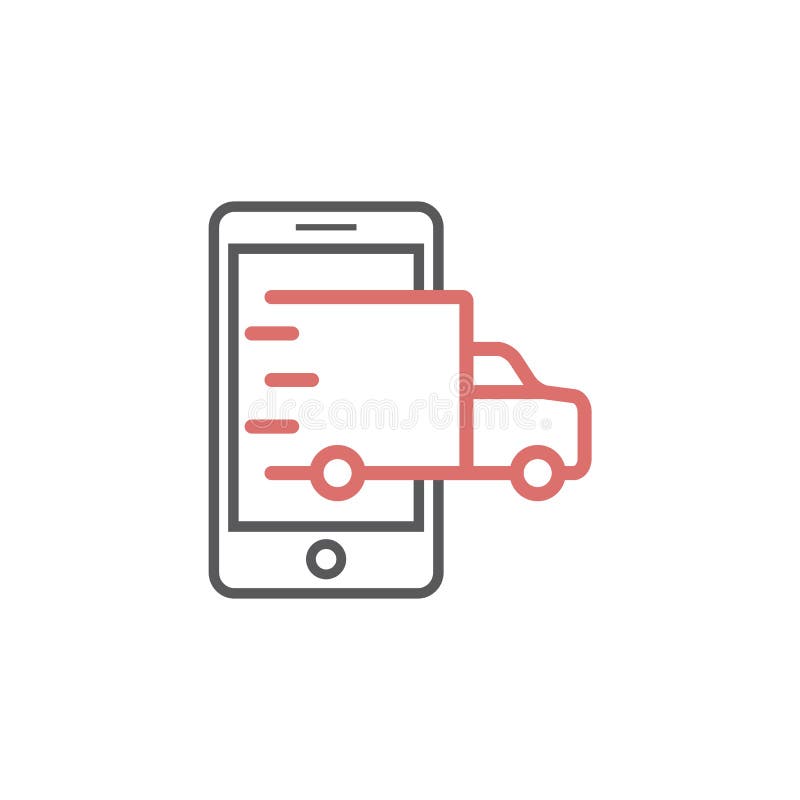 Mobile Delivery Line Icon. Vector Signs for Web Graphics. Stock Vector ...