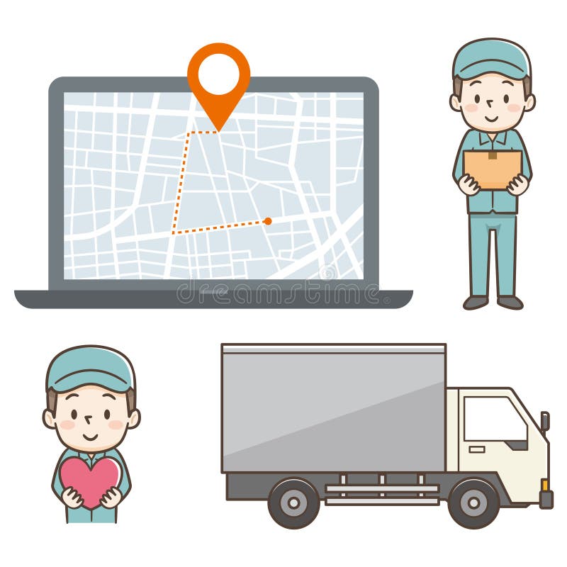 Mobile Delivery Tracking Delivery Man with Map Background Flat Vector ...