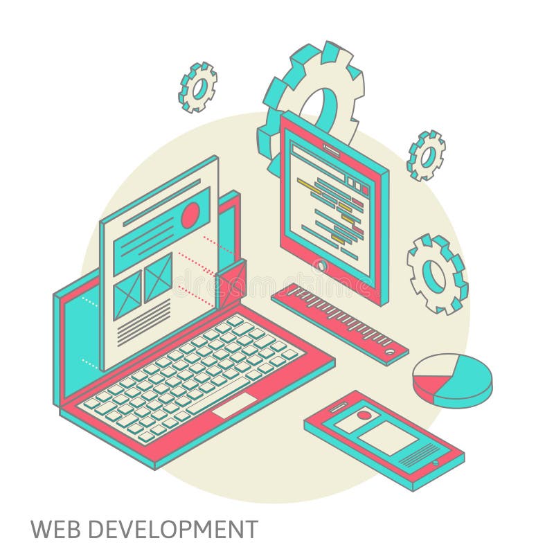Mobile and Desktop Website Design Development Stock Vector ...