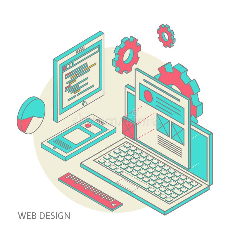 Mobile and Desktop Website Design Development Stock Vector ...