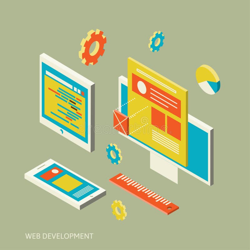 Mobile and Desktop Website Design Development Stock Vector ...