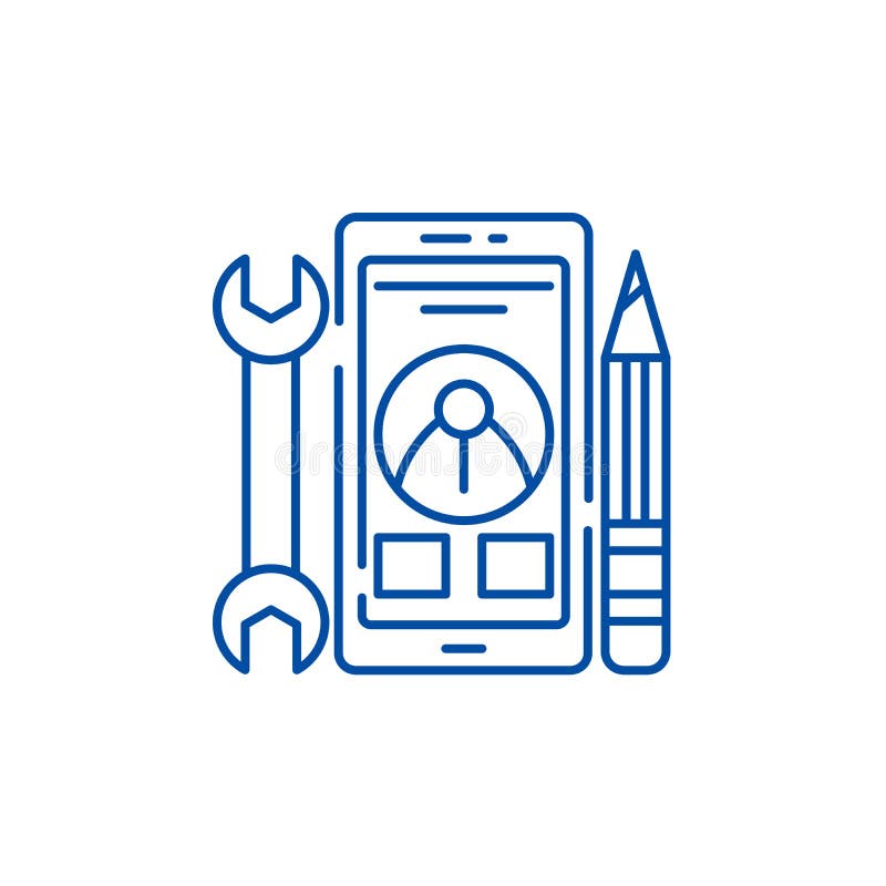 Mobile Development Line Icon Concept. Mobile Development Flat Vector ...