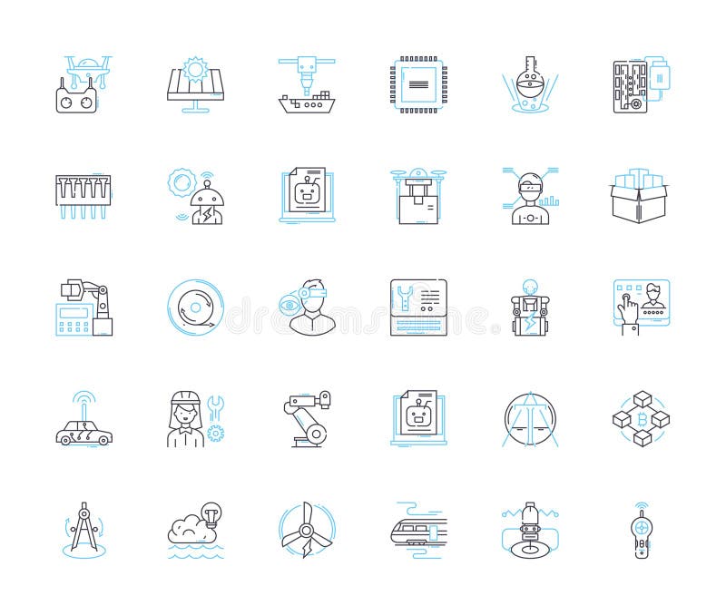Mobile Development Linear Icons Set Android Ios Cross Platform Swift Kotlin Flutter