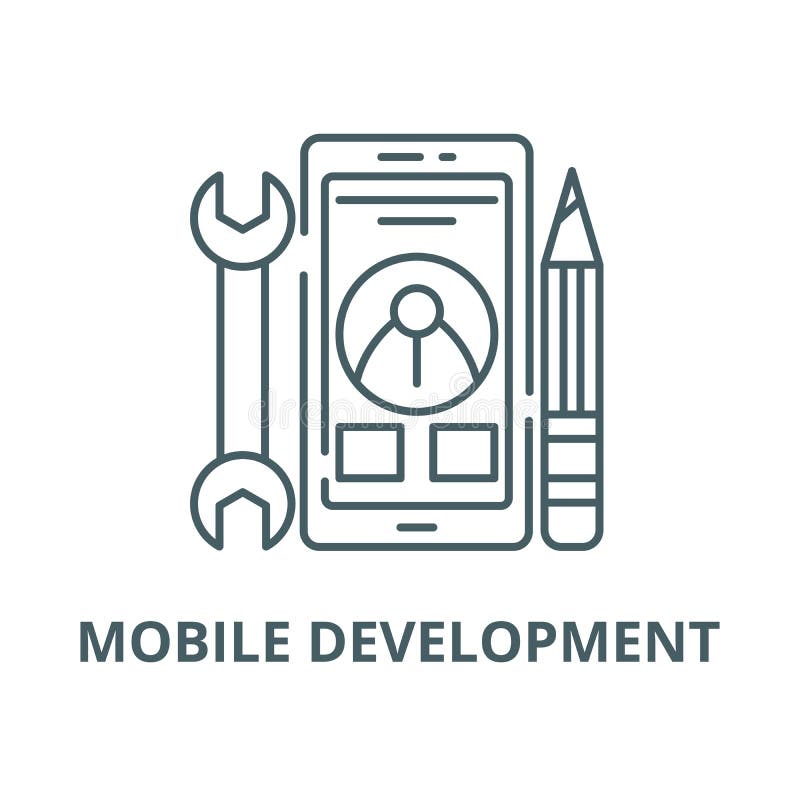 Mobile Development Black Icon, Vector Sign on Isolated Background ...