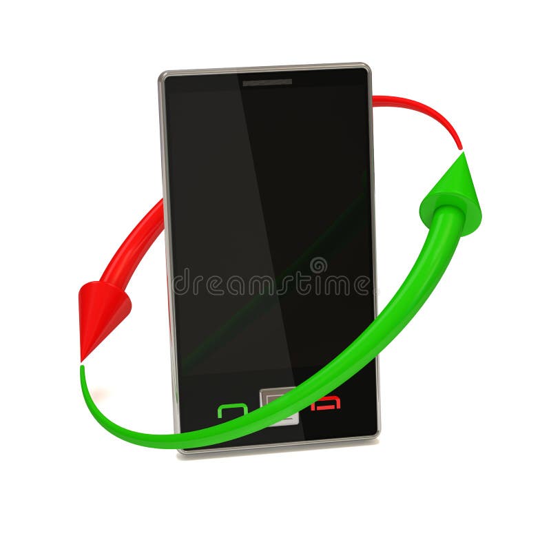 Mobile Device with Arrows stock illustration. Illustration of message ...