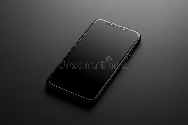 Mobile Device on Black Surface with Technology Concept Theme Stock ...