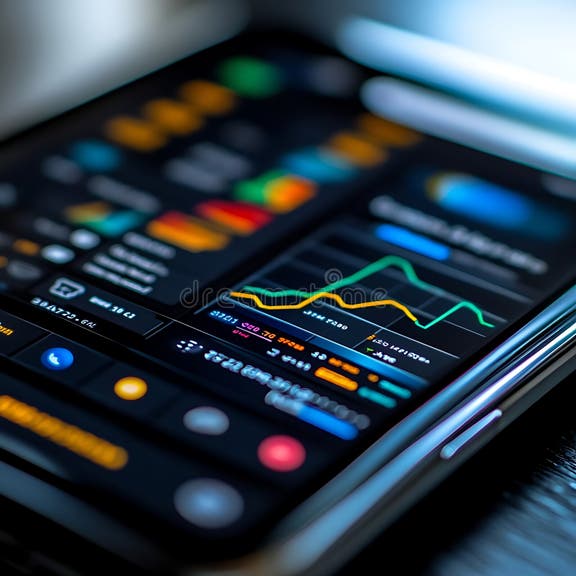 Mobile Device Displaying Data Analytics and Informative Graphs Stock ...
