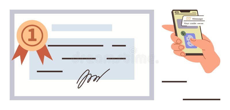 Digital Authentication with Secure Mobile Verification and Certificate Document Validation Stock ...