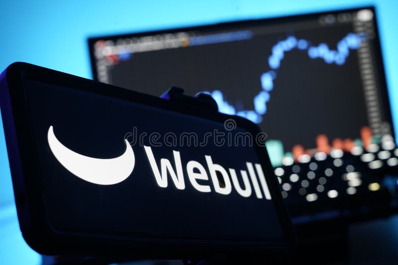 Webull Logo on Mobile and Computer Screens with Stock Chart Background Editorial Stock Photo ...