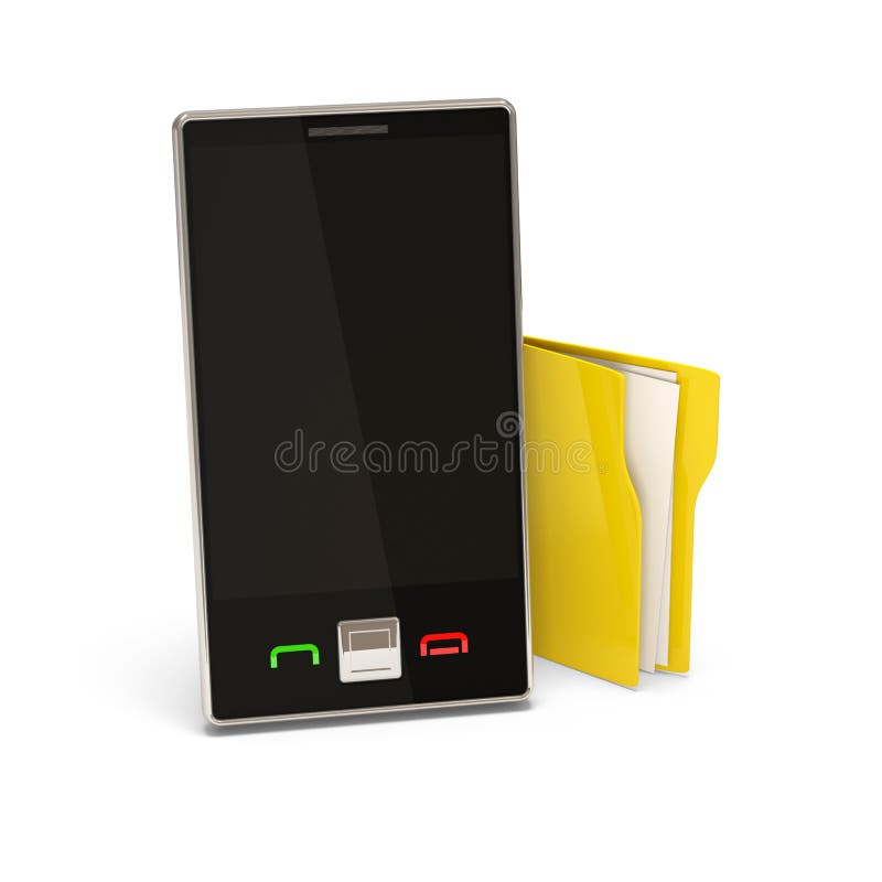 Mobile Device with Folder stock illustration. Illustration of handy ...