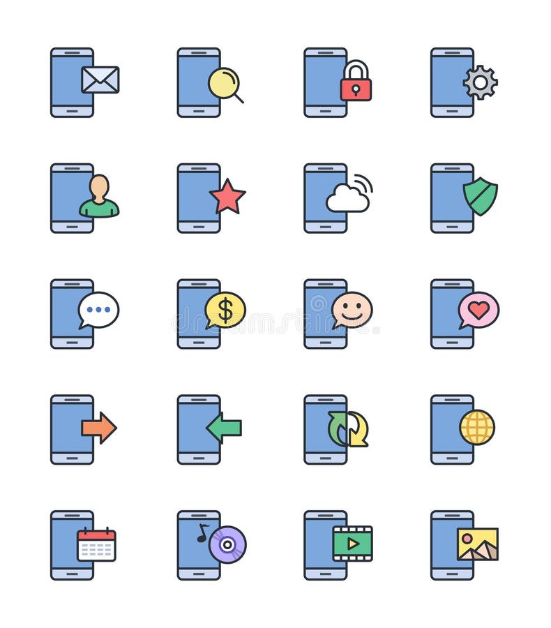 Web and Mobile Color Line Symbol Icon on White Background - Vector ...