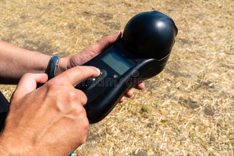 Mobile Device for Measuring the Parameters of Grain Stock Photo - Image ...