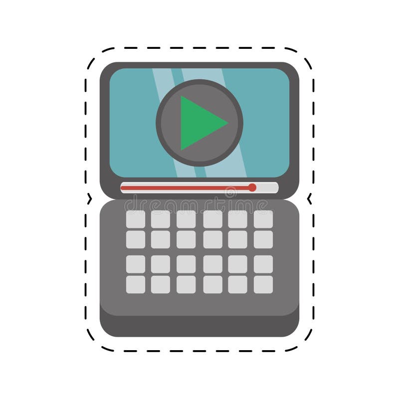 Mobile Device Play Movie Online Cut Line Stock Illustration ...