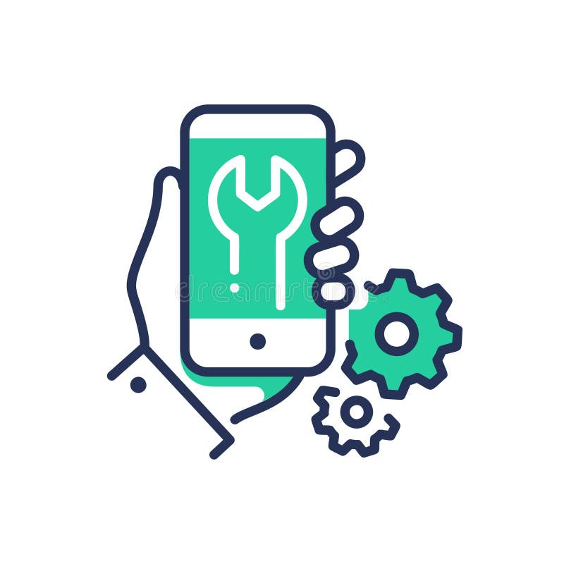 Mobile Device Repair - Modern Vector Line Design Single Icon. Stock ...