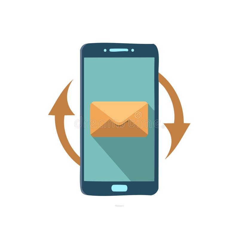 Mobile Device Sending or Receiving Email with Rotating Arrows Stock ...