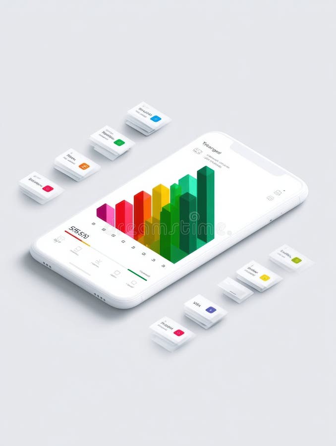 Visual Representation of Data Trends on a Mobile Device with Colorful ...