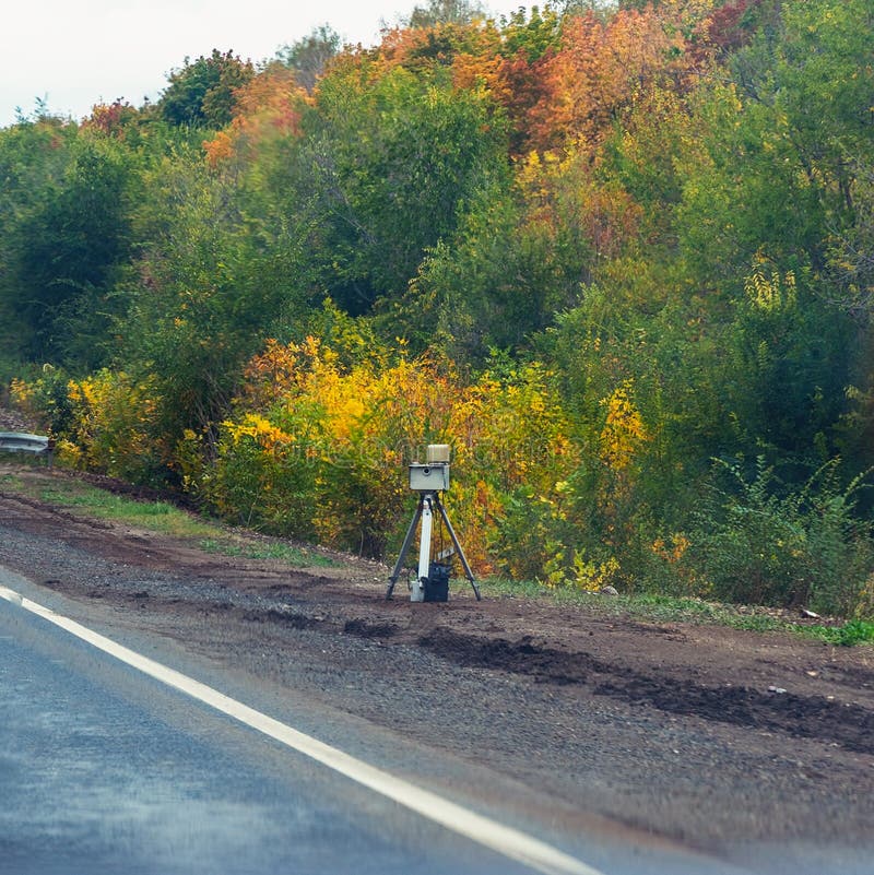 Mobile Device Speed Control Detector on the Side of the Road Stock ...