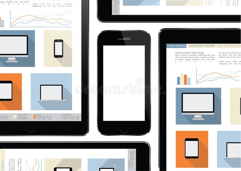 Computer, Smart Phone, Tablet , Laptop Screen Website Template Stock ...