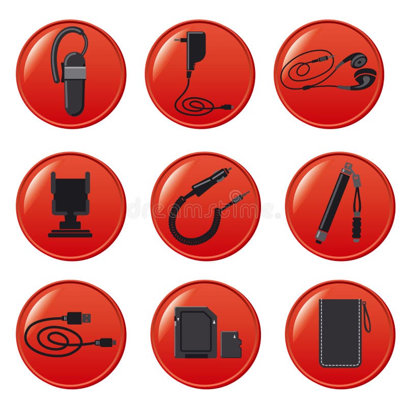 Mobile Phone Accessories Icon Set Stock Vector - Illustration of data ...