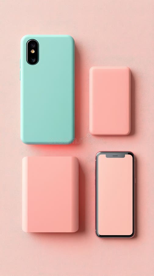 Mobile Devices Array Displayed on Pink Surface. Digital Device Concept ...