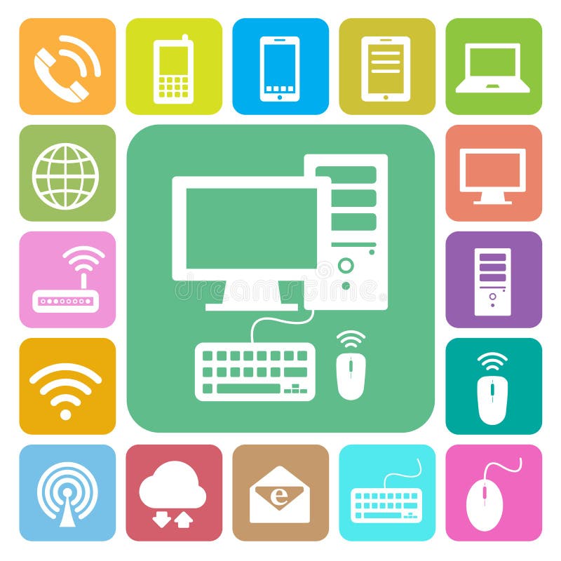 Mobile Devices , Computer and Network Connections Icons Set ...