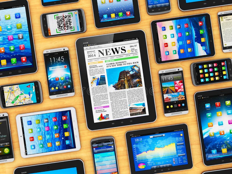 Mobile Devices with Touchscreen Interface Stock Illustration ...