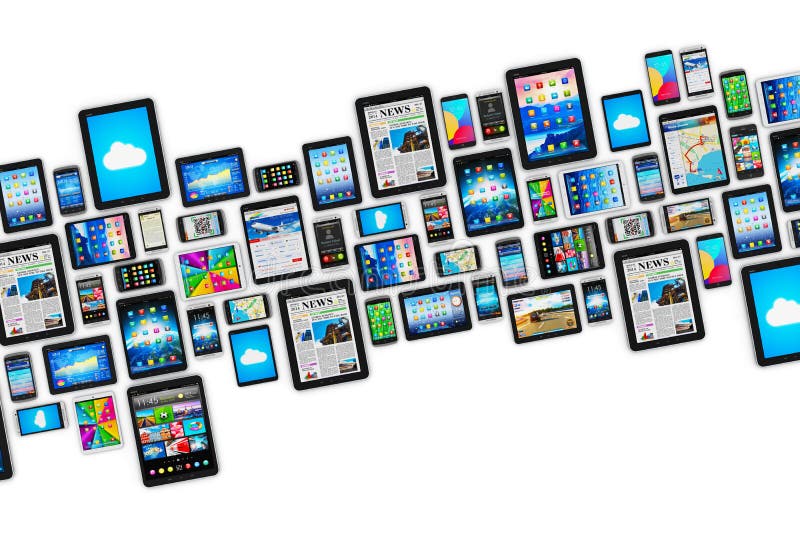 Mobile Devices with Touchscreen Interface Stock Illustration ...