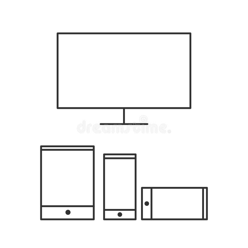 Mobile Devices Isolated Minimal Single Flat Linear Icon in Black and ...
