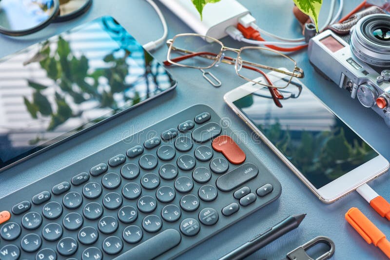 Mobile Devices on the Table Stock Photo - Image of cell, communication ...