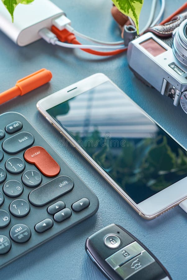 Mobile Devices on the Table Stock Image - Image of device, tablet ...