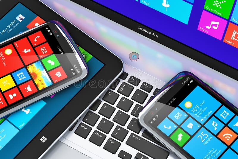 Mobile Devices with Touchscreen Interface Stock Illustration ...