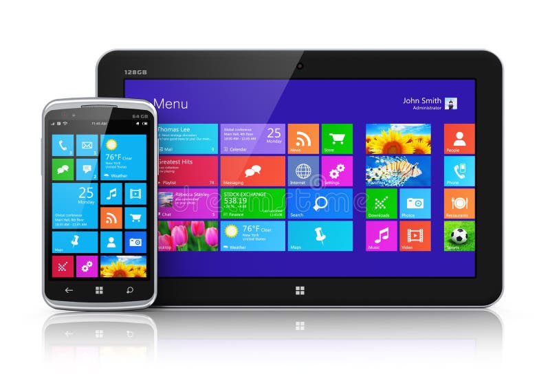 Mobile Devices with Touchscreen Interface Stock Illustration ...