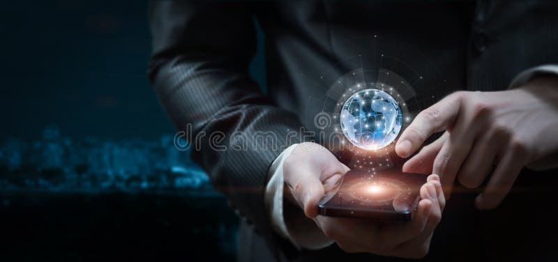 Mobile Devices while Working in the Global Network Stock Photo - Image ...