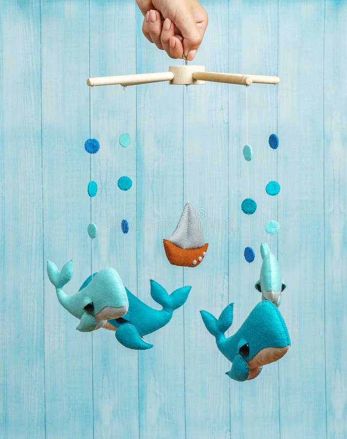 Mobile with Different Toys in the Form of Animals Stock Photo - Image ...