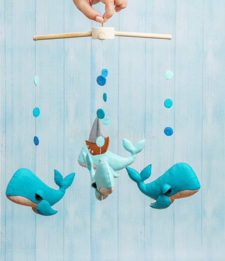 Mobile with Different Toys in the Form of Animals Stock Photo - Image ...
