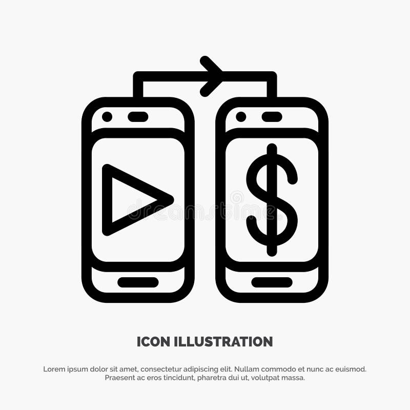 Mobile, Dollar, Money Line Icon Vector Stock Vector - Illustration of ...