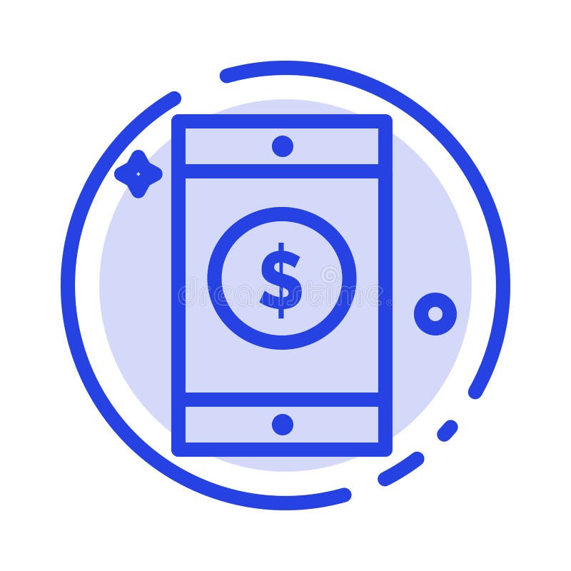 Mobile, Dollar, Sign Blue Dotted Line Line Icon Stock Vector ...