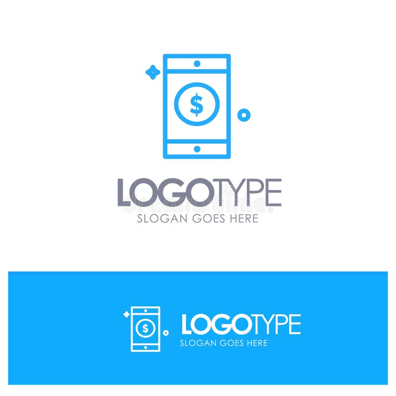 Mobile, Dollar, Sign Blue Outline Logo Place for Tagline Stock Vector ...