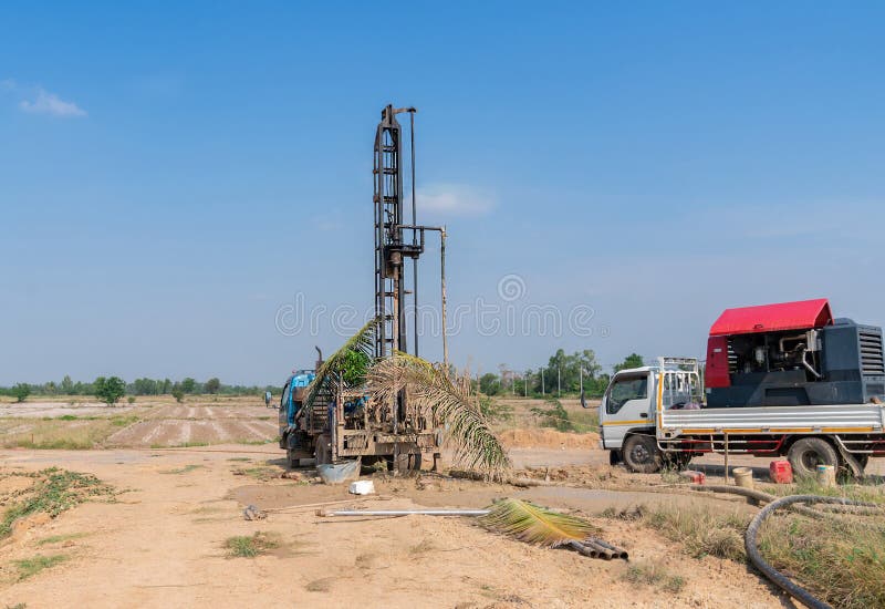 Mobile Drilling Machine for an Artesian Well and Generator Stock Image ...