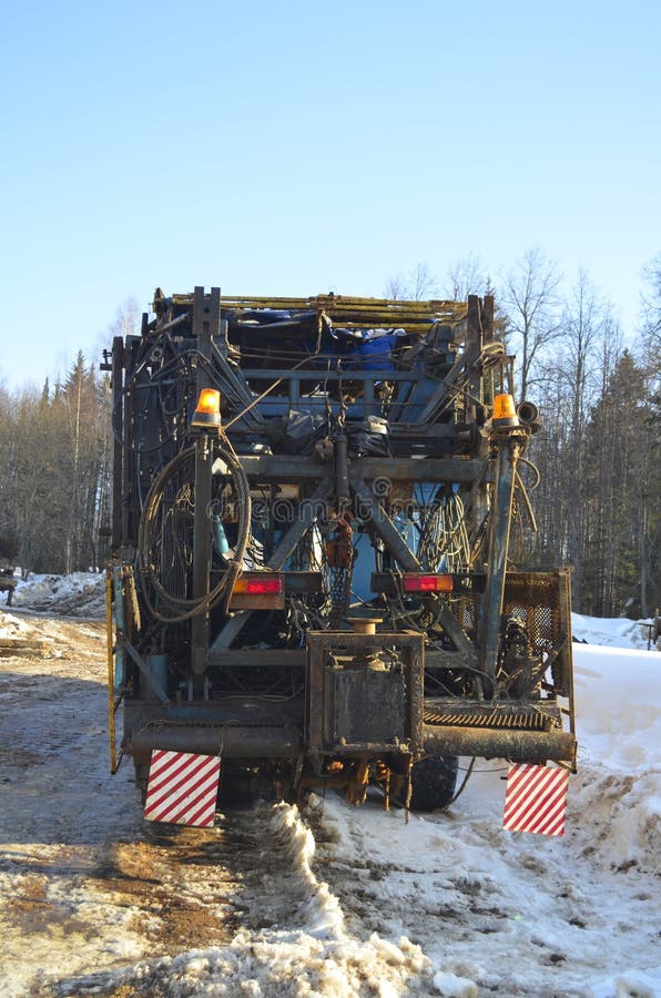 Mobile Drilling Rigs on Vehicles at Construction Site Stock Image ...
