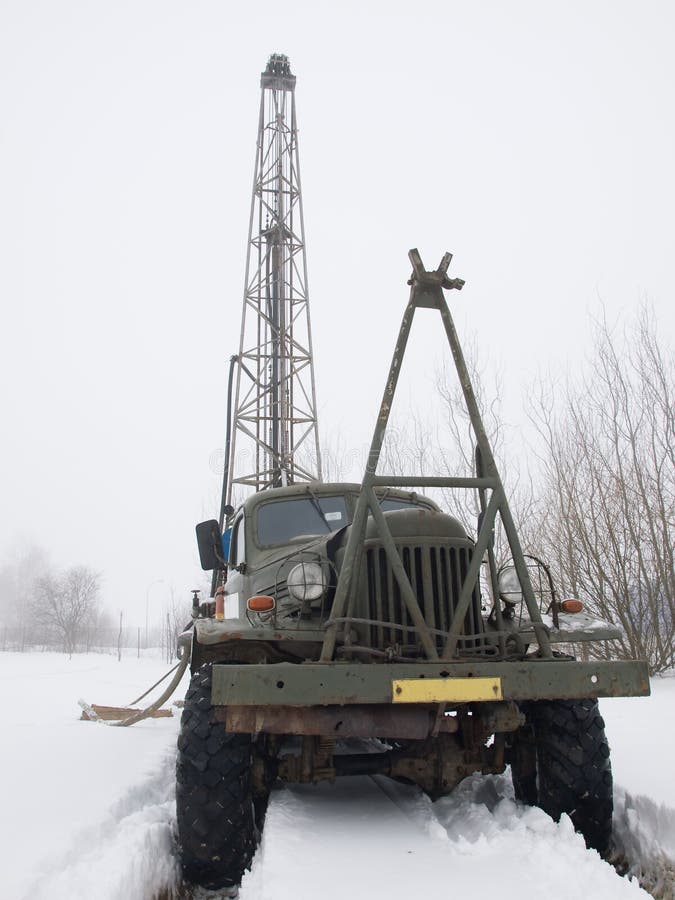 Mobile Drilling Rig on the Truck Stock Photo - Image of vehicle, mobile ...